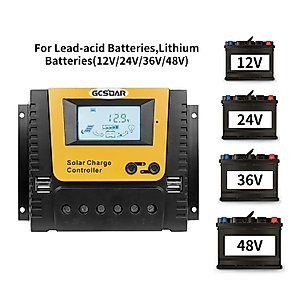 PWM Charge Controller 80A, 12V/24V/36V/48V Auto Max PV 100V .Positive Grounding, 80amp Solar Charge Controller,LCD Display Work for Lead-Acid Sealed/Gel(AGM)/Flooded and Lithium Battery (80A)