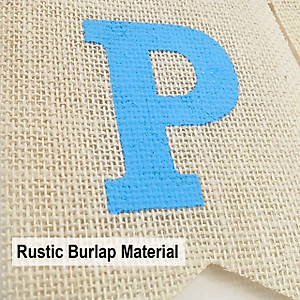Blue Happy Birthday Banner, Assembled Burlap Happy Birthday Sign for Birthday Party Decorations