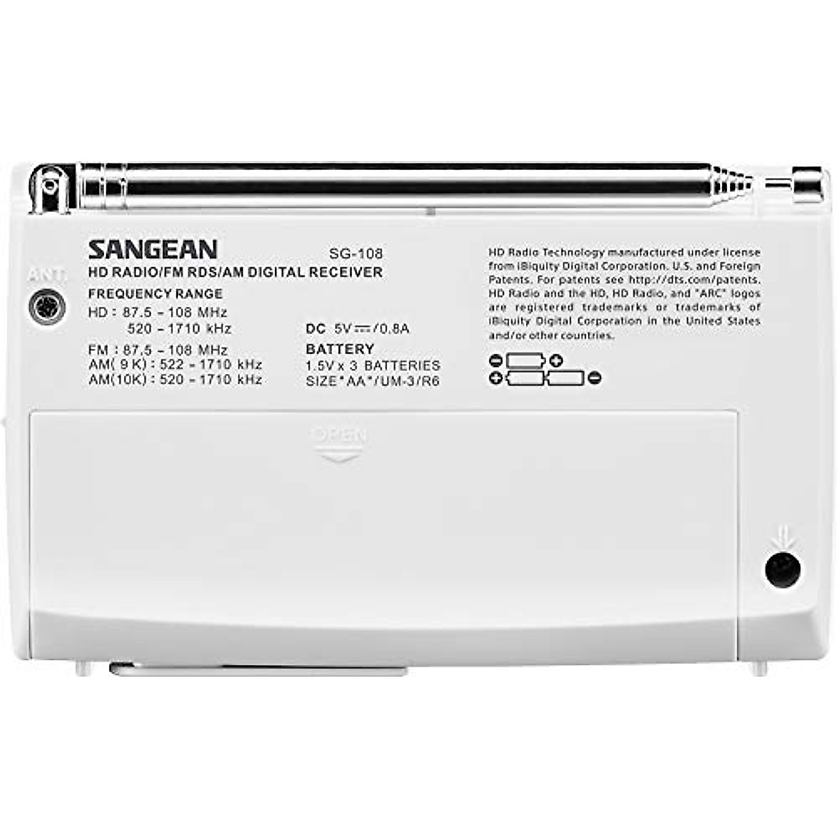 Sangean SG-108 AM/FM-Stereo Radio-TM Pocket Radio, White