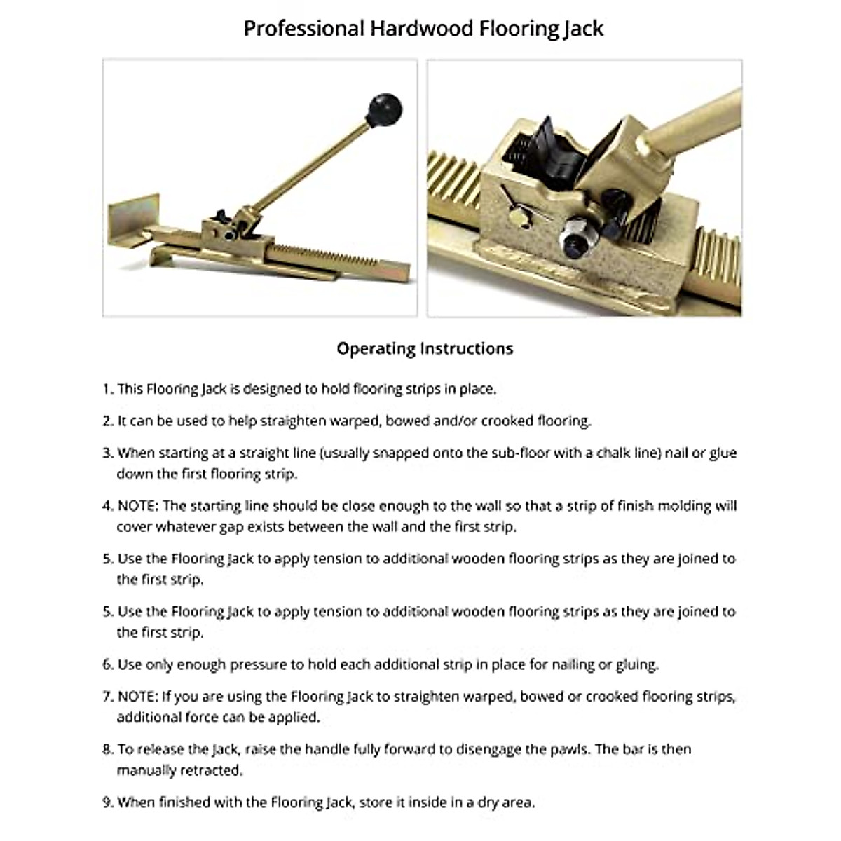 QWORK Flooring Jack, Professional Hardwood Flooring Jack for Installing Hardwood Floors