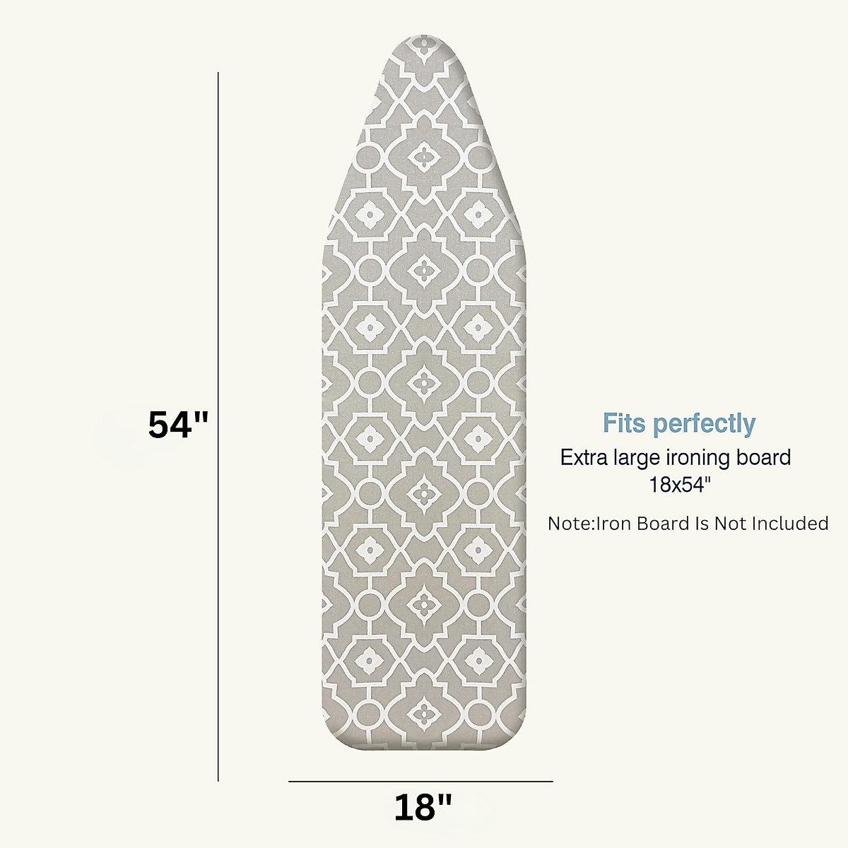 UniSimp Ironing Board Cover and Pad 18x54- Extra Thick Natural Cotton, Scorch and Stain-Resistant Iron Board Cover, Extra Large Iron Board Cover with Metal Fasteners Heavy Duty Heatproof Elastic Edge