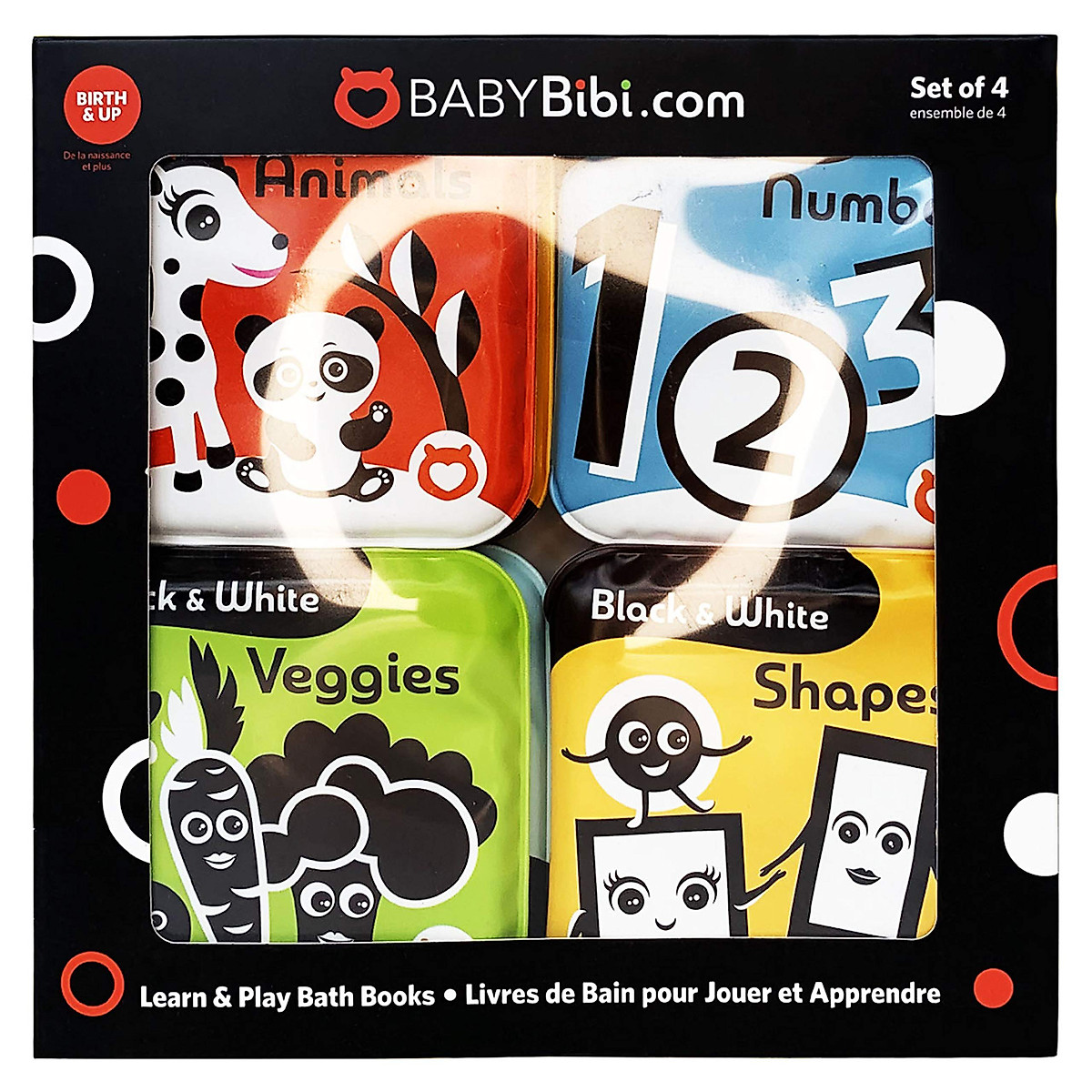 Floating Baby Bath Books – High Contrast Black and White Waterproof Bath Books for Babies 3+ Months