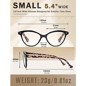 HEEYYOK Women Reading Glasses 4-Pack,Cateye Readers Glasses Small Face Comfort Spring Hinge (2.75, 4 Mix Color)