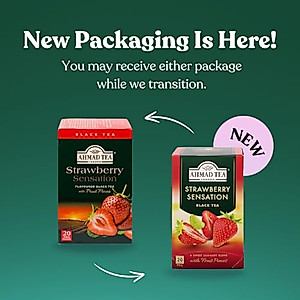 Ahmad Tea Strawberry Sensation Black Tea, 20-Count Boxes (Pack of 6)