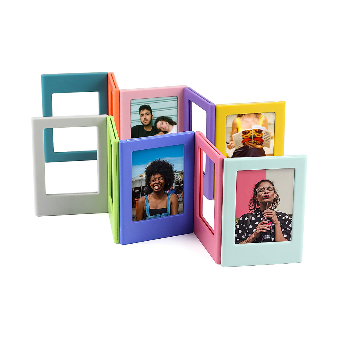 TARASEEL Magnetic Mini Photo Frame with Clear Protective Cover for Polaroid Fujifilm Instax Mini 7s 8 9 11 12 25 50s 70 90 EVO, NONS SL42 SL645 for Office Cabinet Fridge, Pack of 12. (12 Colors)