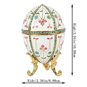 QIFU-Hand Painted Enameled Faberge Egg Style Decorative Hinged Jewelry Trinket Box Unique Gift for Home Decor