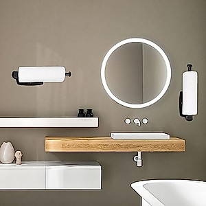 Paper Towel Holder - Under Cabinet Paper Towel Holder for Kitchen, Single Hand Operable Paper Towel Holder Wall Mount with Damping Effect, Adhesive Paper Towels Rolls Rack for Bathroom, Black