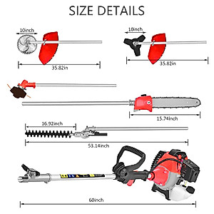 Meideli Grass Trimmer 52cc - 5 in 1 Gas Powered Brush Cutter Gas String Trimmer Hedge Trimmer Pole Saw Trimmer for Quick Weed Grass Cleaning Crop Seed Soil Protection Tools
