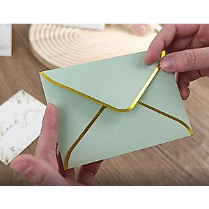 REGAL DECORATIONS Luxury 100 Pack Thank You Cards with Envelopes Bulk, Sage Green And Gold Foil Stamped -5x3.5 Inches. Ideal For Wedding, Blank Thank You Notes, Baby Shower Thank You Cards, Bridal Shower, Small Business, Graduation, Kids, Sympathy