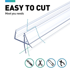FCSOTSPS Shower Door Bottom Seal, 2 PCS 3/8" x 36" Shower Door Sweep for 3/8 Inch Glass, Frameless Glass Shower Door Seal Strip,Stop Shower Leaks and Create a Water Barrier (10MM)