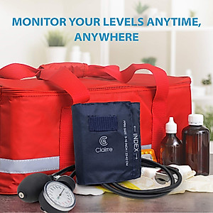 Clairre Professional Sphygmomanometer Manual Blood Pressure Cuff and Stethoscope Kit for Nurses/Doctors/Nursing Students, Carrying Case Included, Universal Cuff Size: 9-16 inch (Navy Blue)