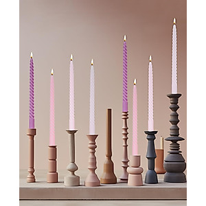 LPUSA Brown Tall Taper Candles Spiral Candle Sticks,Unscented Pastel Candle for Holiday,Wedding and Home Decoration,10inch,12 Pack(E-Gradient Brown)