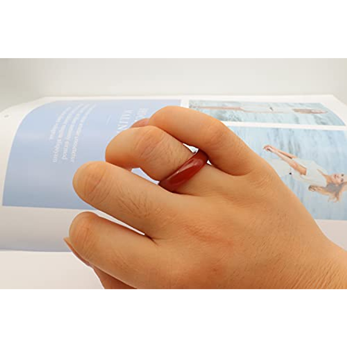 FUTIMELY 2Pcs 6mm Red Carnelian Crystal Rings Set for Women Agate Carnelian Stone Stackable Band Ring (8)