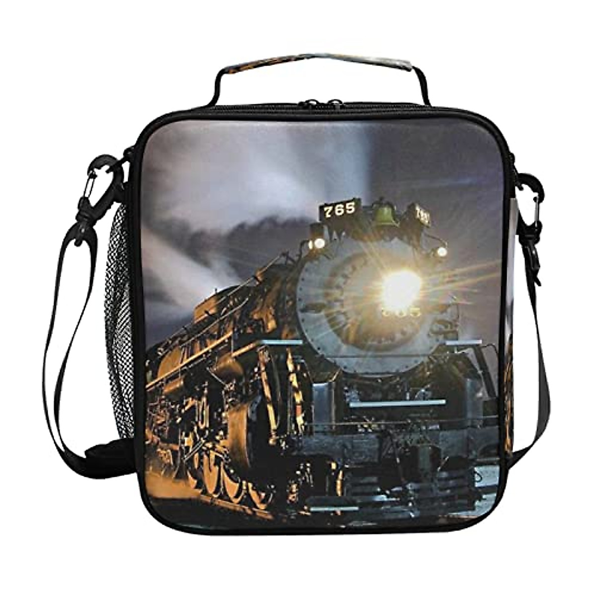 AUUXVA Vintage Locomotive Kids Lunch Bag, 10.5 x 3.5 x 9.5 in, Polyester