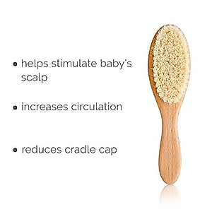 Natemia Quality Wooden Baby Hair Brush for Newborns & Toddlers | Natural Soft Bristles | Ideal for Cradle Cap | Perfect Baby Registry Gift