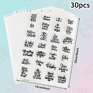 Glenmal 840 Pieces Inspirational Sticker Housekeeping Week Gifts Motivational Decal Aesthetic Words Sticker Word Sayings Decal for Teens Journaling Scrapbook(Transparent Color)