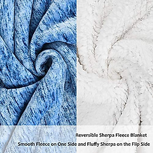 Catalonia Sherpa Throw Blanket, Super Soft Fluffy Fuzzy Comfy Velvet Plush Fleece TV Blankets and Throws for Sofa Couch Bed for Adults Child, 50”x60”, Melange Blue
