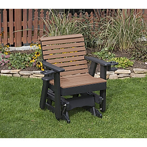 ECOMMERSIFY INC Cedar-Poly Lumber ROLL Back Poly Resin 2 FEET Patio Garden Traditional Glider with Cupholder arms Heavy Duty Everlasting - Made in USA - Amish Crafted