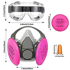 DADUMK Reusable Half Facepiece Painting Respirator, Face Cover Set Used for Paint, Dust, Chemical, Woodworking and Organic Vapor Gas