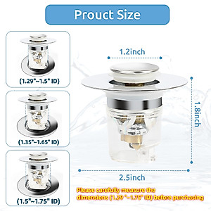 2 Pack AIHAOMAI Universal Bathroom Sink Stopper in Brass,1.29-1.75 Inch Pop Up Basin Sink Drain Stopper, Sink Drain Strainer with Anti Clogging Filter Hair Catcher