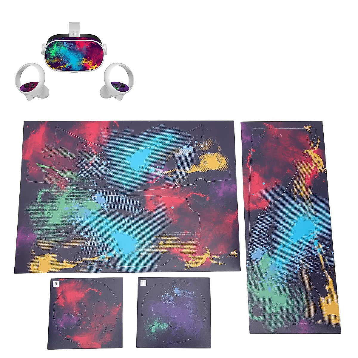 VGEBY VR Glasses Skin Stickers,Protective Skin Decals PVC Removable Glasses Sticker Controller Skin Stickers for Quest 2 Accessories (Splash Ink and Color)