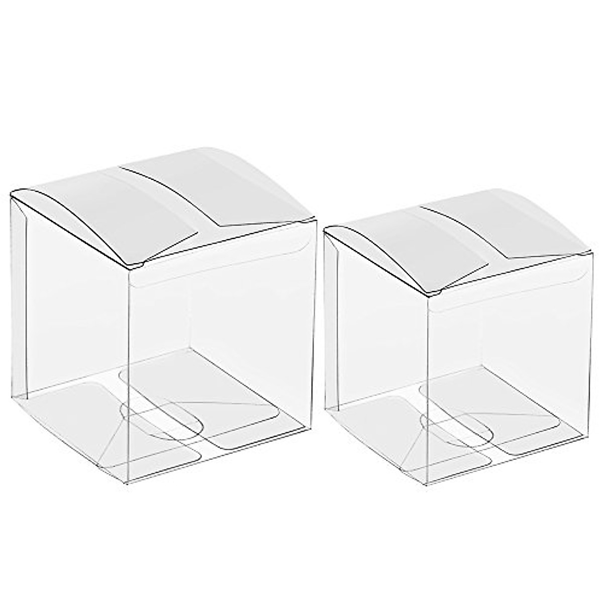 25/50/100 Packs Clear Gift Boxes, Clear PVC Plastic Boxes Transparent Packing Box Favor Square Boxes for Thanksgiving, Christmas, Wedding, Party, Birthday, Candy, Coffee & Tea, Jewelry