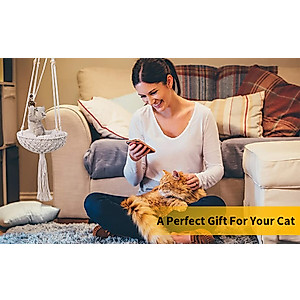 Cat Hammock, Handwoven Hanging Cat Bed Cat Window Perch Wall Hanging Cat Hammock Bed Cat Swing with Hanging Kit for Kitten Sleeping