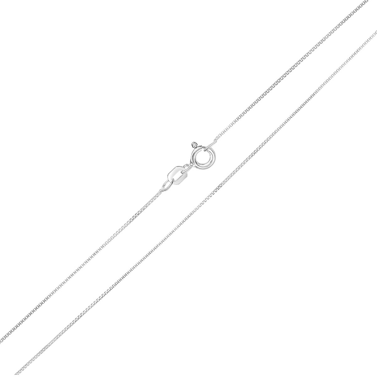 .925 Sterling Silver 0.7mm, 0.9mm, 1.1mm, 1.3mm, 1.5mm or 1.7mm Box Chain Necklace, Made In Italy (18, 0.7mm)