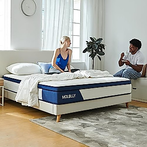 Molblly Queen Mattress, 10 Inch Hybrid Mattress with Gel Memory Foam,Motion Isolation Individually Wrapped Pocket Coils Mattress,Pressure Relief,Back Pain Relief& Cooling Queen Size Bed Mattress