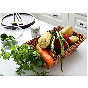 Teng Lang 12" Wicker Bread Basket, Woven Tabletop Food Fruit Vegetables Serving, Restaurant Serving Basket (12X8X4 inch)