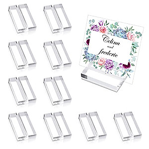 cobee Clear Acrylic Sign Display Holders, 10 Pcs Table Numbers Slot Stand, Clear Place Card Holders, Wedding Sign Holders, Slot Table Numbers Display Stands for Numbers Photos Office Menu Meeting