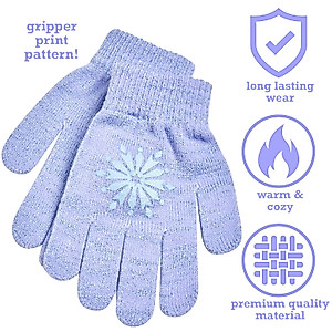 Disney Little Girls Frozen Elsa and Anna Beanie Hat and Gloves Cold Weather Set (Age 2-7), Size Age 4-7, Frozen Purple Gloves