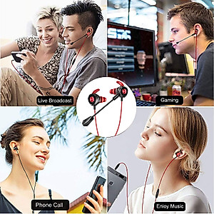 KAHEAUM Gaming Earbuds with Microphone,Stereo Headphones Deep Bass Earphones Sport Earbuds Wired Detachable Noise Cancelling Gaming Headset for Mobile Games Phones PC PS4 Xbox One PlayStation 5-Black