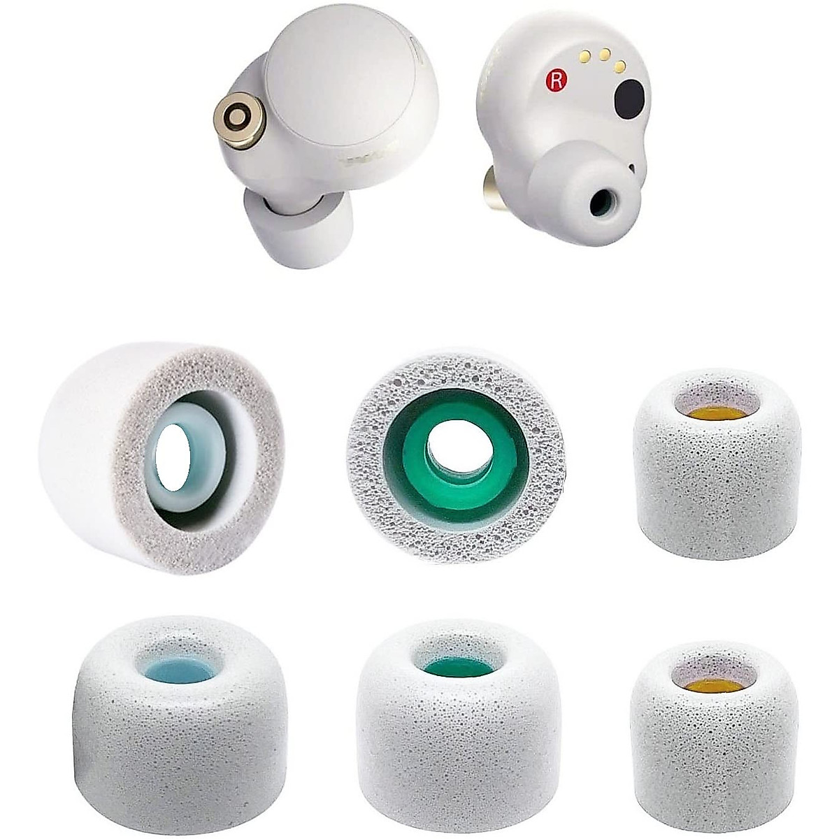 BLLQ Memory Foam Ear Tip Eartips Compatible with Sony WF 1000XM5 1000XM4 Earbuds, Foam Tips Replacement for Sony Earbuds Fit in Charge Case, Foam LMS 3 Pairs, xm4f3s Silver