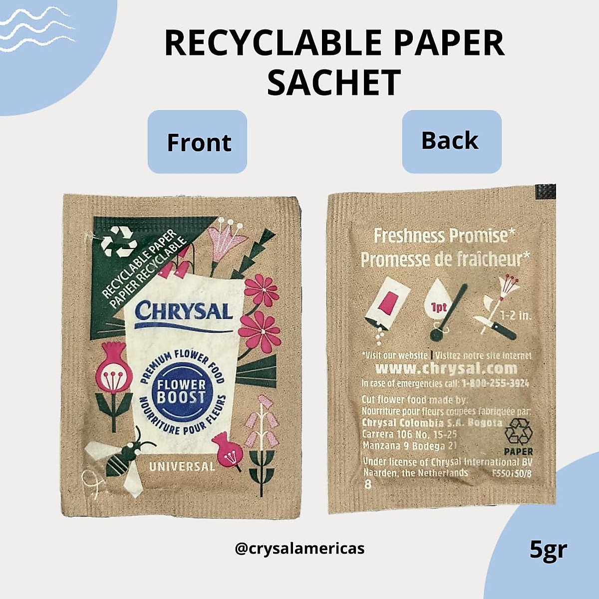 Chrysal Flower Boost - Recyclable Paper Flower Food - Increase Vase Life with Our Floral Supplies for Fresh Flowers - Flower Arrangements Supplies - Ideal Florist Supplies (200 ct)
