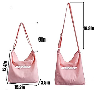 Kpop ATEEZ Merchandise Canvas Shoulder Bag, Hobo Crossbody Handbag Casual Tote