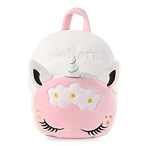 Mloovnemo Kids Unicorn Plush Toddler Travel Preschool Shoulder Backpack for 3-5 Year Old Kindergarten Girls Gift (White Unicorn)