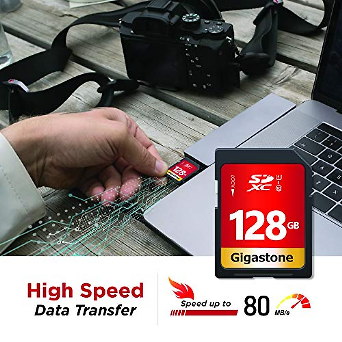 Gigastone 128GB 2-Pack SD Card UHS-I U1 Class 10 SDXC Memory Card High Speed Full HD Video Canon Nikon Sony Pentax Kodak Olympus Panasonic Digital Camera, Full Size SD Card