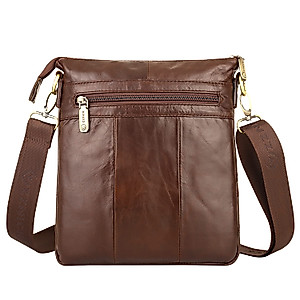 ZZNICK Genuine Leather Messenger Bag, Sling Bag Crossbody Shoulder Bags for Travel Work Business (Brown-2303, Medium)