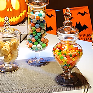 Diamond Star Set of 3 Clear Glass Apothecary Jars, Decorative Weddings Candy Buffet Display Elegant Storage Jar (H: 9", 12.5", 14")