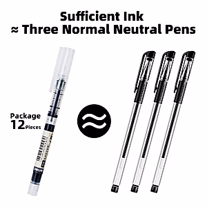 EZWORK 12 Pieces Rolling Ball Pens, Quick Dry Ink 0.5 mm Extra Fine Point Pens Liquid Ink Pen Rollerball Pens Black