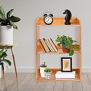 YCICI Bookshelf, 3 Tier Wooden Bookcase, Freestanding Display Storage Shelves Open Bookcase for Bedroom, Living Room and Office (Natural, 3 Tier)