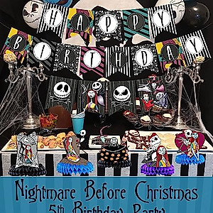 Nightmare Before Christmas Birthday Banner Party Decorations, Jack Skellington Nightmare Before Christmas Paper Banner Halloween Birthday Party Supplies