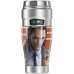 THERMOS Marvel Loki TVA Loki STAINLESS KING Stainless Steel Travel Tumbler, Vacuum insulated & Double Wall, 16oz