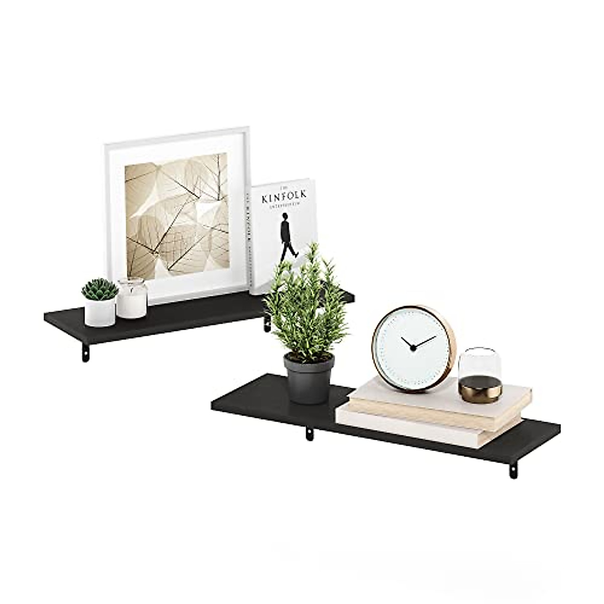 Furinno Rossi 23-Inch Wall Mounted Floating Display Shelves, Espresso, Set of 2