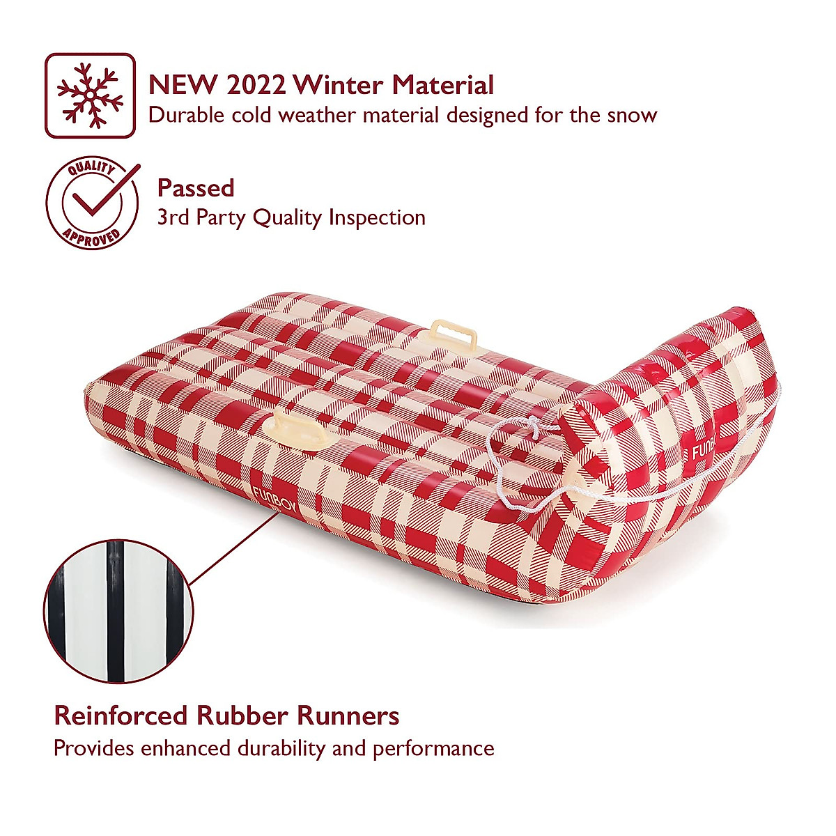 FUNBOY Winter Fun Inflatable Toboggan, Retro Single