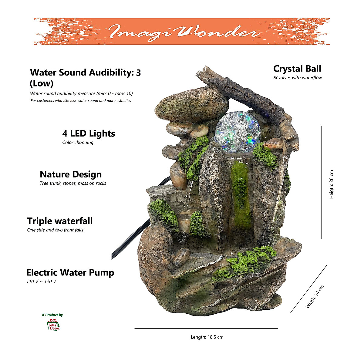 Natures Garden Water Fountain Indoor Tabletop Fountain Rockery Fountain Waterfall Tabletop Waterfall Zen Meditation Waterfall Meditation Fountain