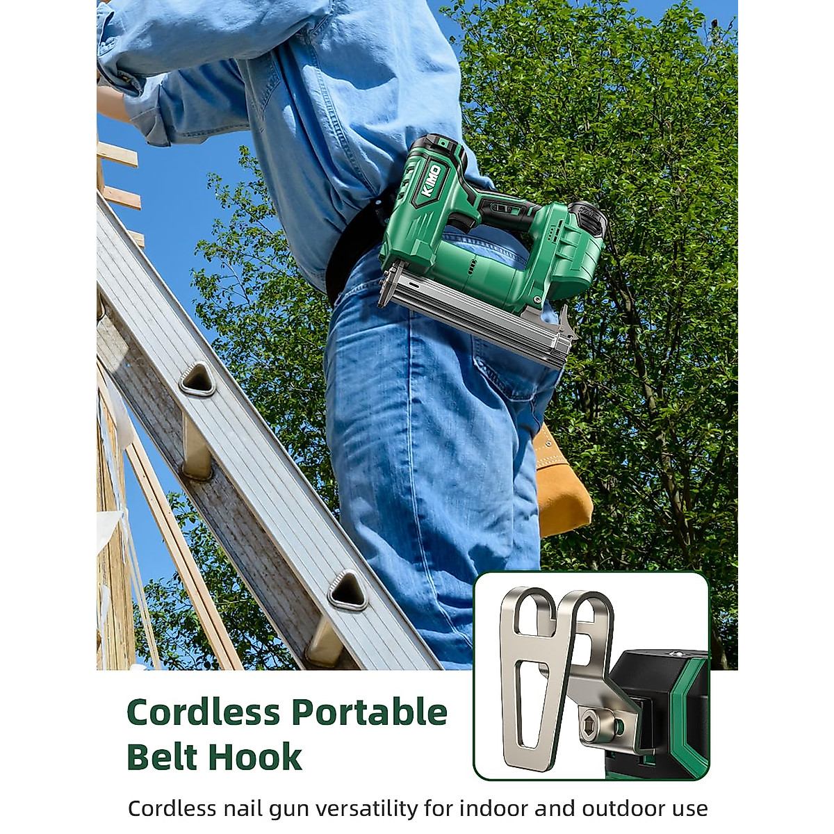 KIMO 18 Gauge Cordless Brad Nailer Battery Powered w/2X2.0 Batteries & Charger, 5000pcs Nails, 2 Modes with Single & Contact Firing