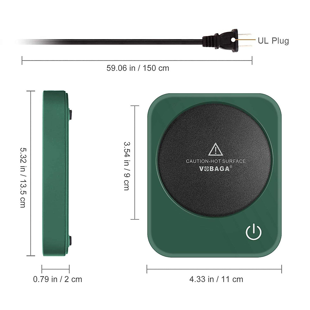 VOBAGA Coffee Mug Warmer, Electric Coffee Warmer for Desk with Auto Shut Off (No Cup), 3 Temperature Setting Smart Cup Warmer for Heating Coffee, Beverage, Milk, Tea and Hot Chocolate