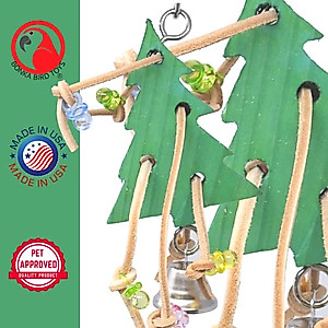 Bonka Bird Toys Christmas Tree Small Large Bird Toy Festive Season Holiday Treat Xmas Santa for Cockatiels, Parakeets, Conures, African Greys, and Similar.